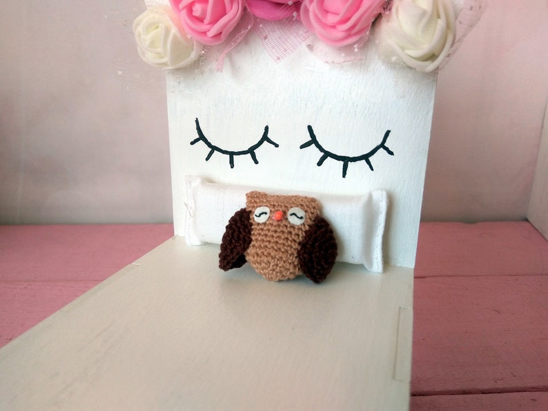 Micro owl figurine. Crochet tiny dollhouse toy for doll | Etsy