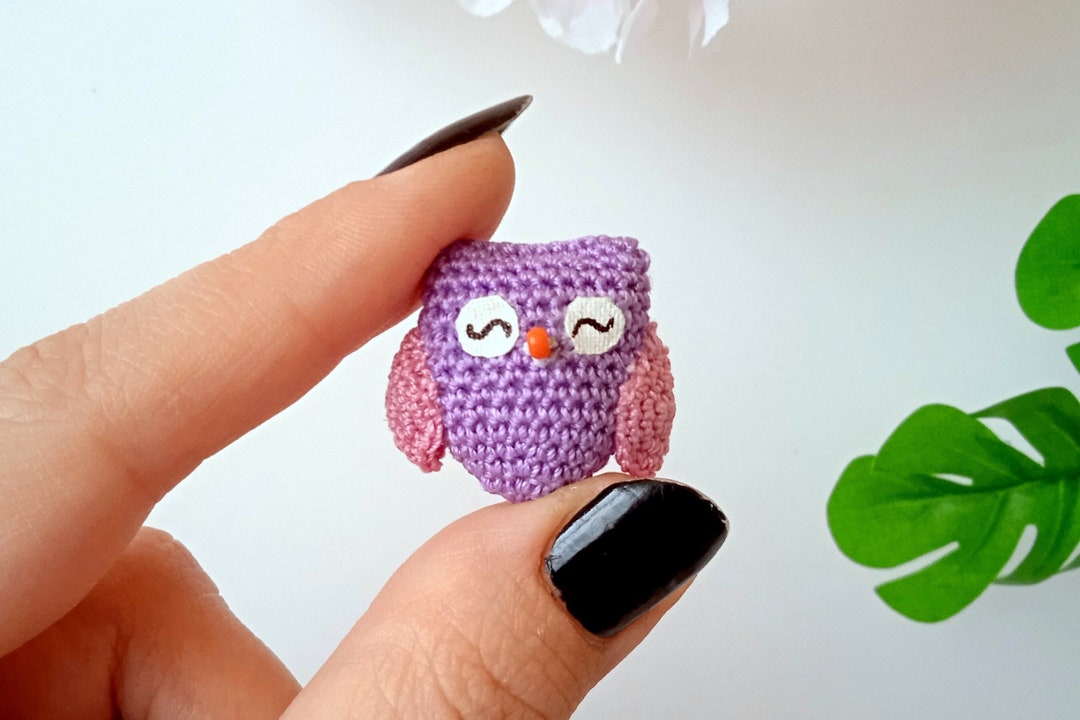 Micro Owl Figurine. Crochet Tiny Dollhouse Toy for Doll Nursery. Fairy ...