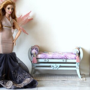 Miniature Antique Backless Sofa, Victorian Chaise Lounge Dollhouse ...