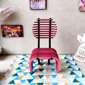 Miniature Parametric Modern Chair Modular Black Pink Dollhouse ...