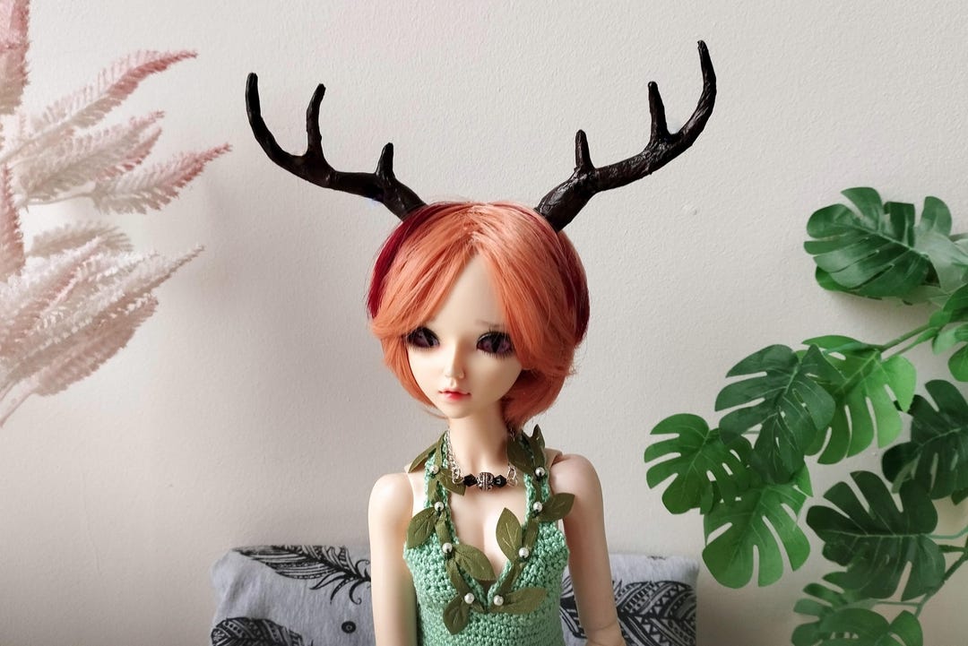 Miniature Deer Antlers on Magnet, BJD Doll Mule Horns Accessories ...