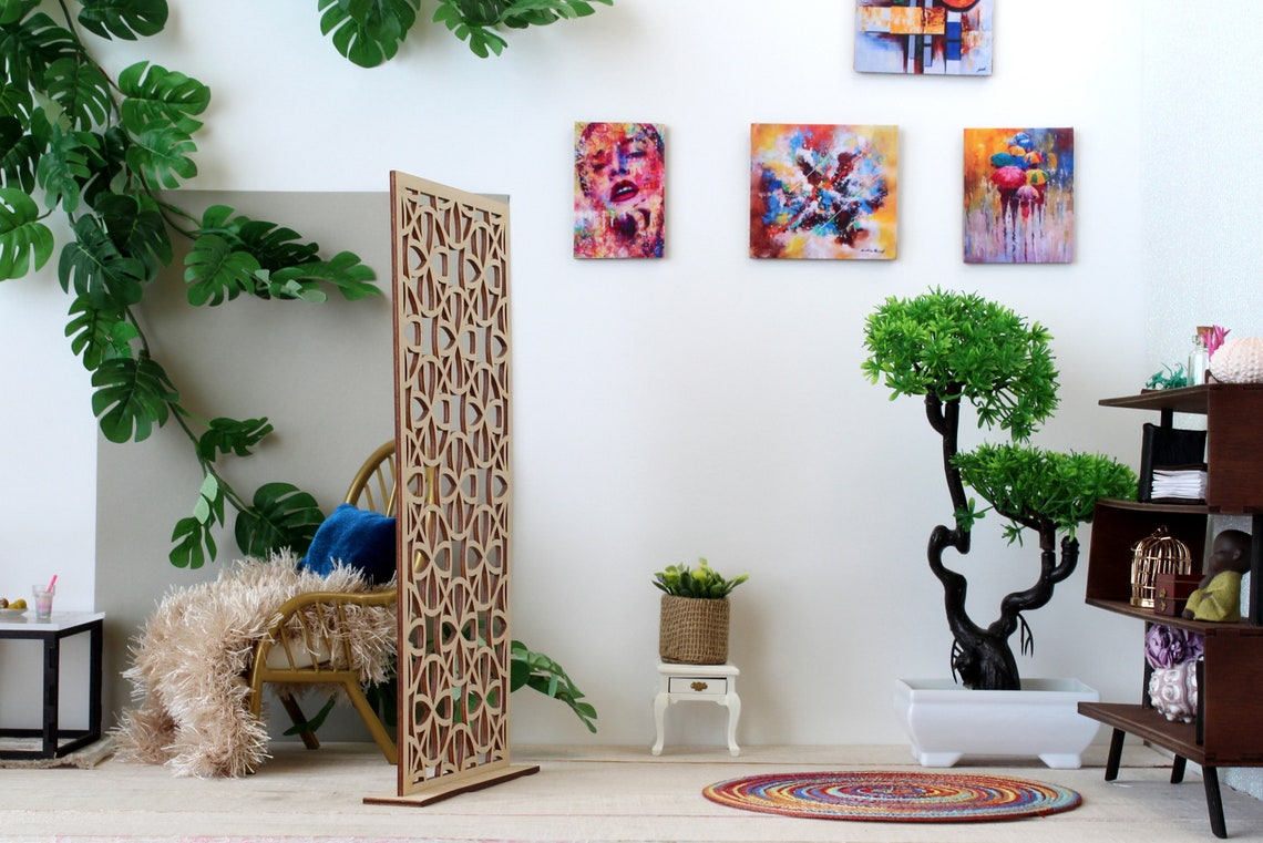 Dressing Screen Miniature Room Divider Dollhouse Wall Stand - Etsy