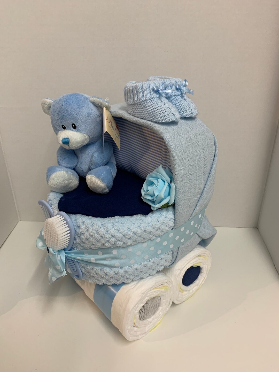 Nappy Cake Pram, Baby Boy, Newborn Gift Hamper, Baby Shower, New ...