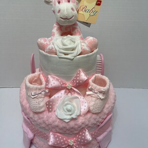 Pink Nappy Cake, Giraffe Theme, Baby Girl Hamper, Safari Baby Shower ...
