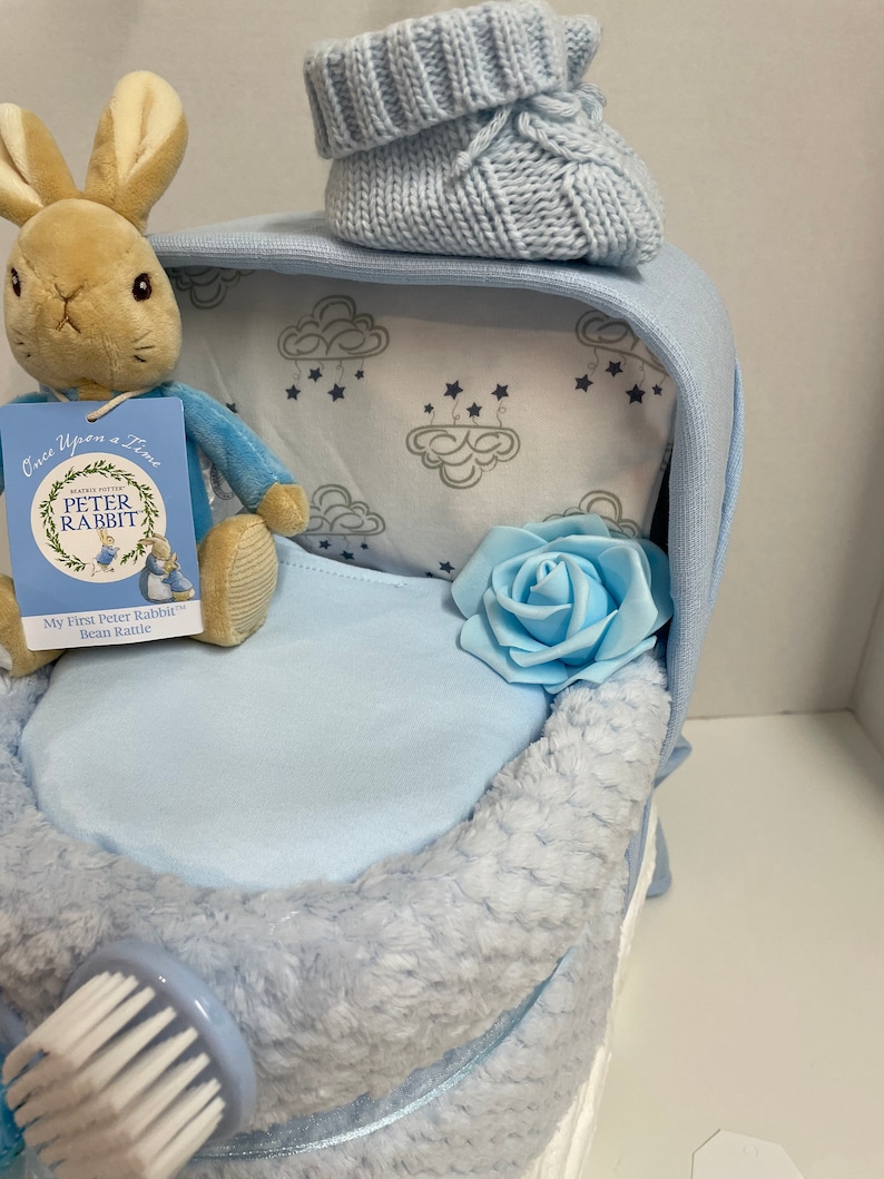 Baby Shower Gift for Boy, Nappy Cake Pram, Baby Hamper, Peter Rabbit ...