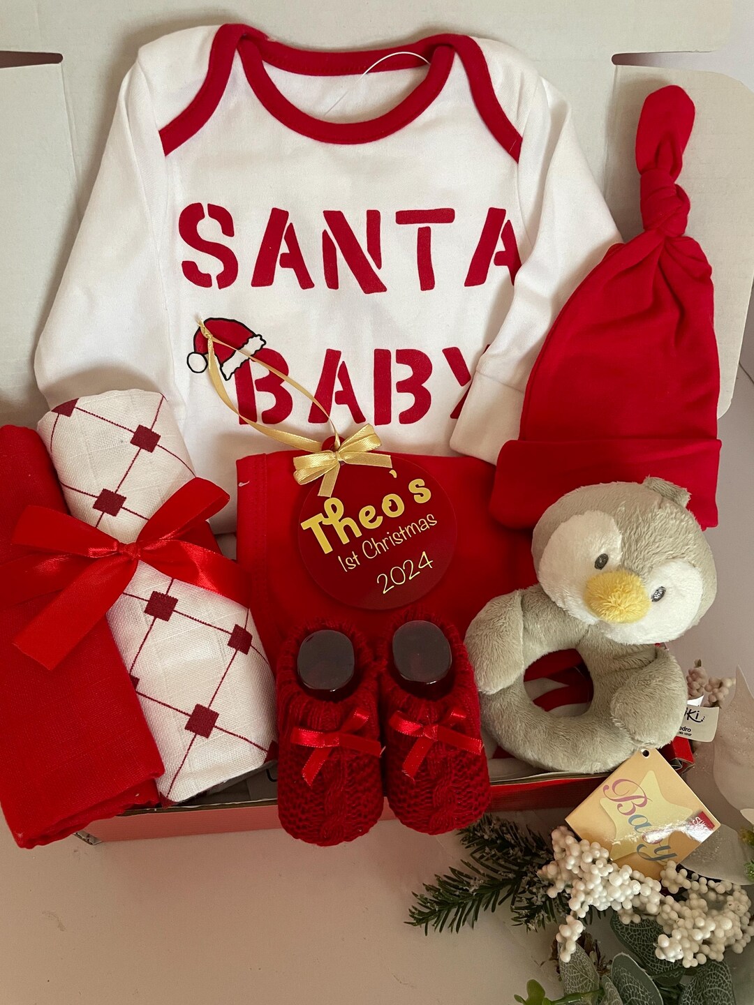Baby Christmas Gift Set, 1st Xmas Tree Bauble, Personalised Present - Etsy