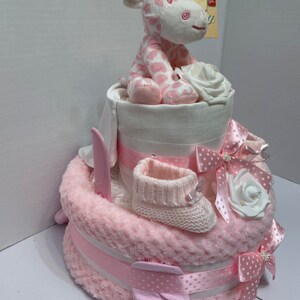 Pink Nappy Cake Giraffe Theme Baby Girl Hamper Safari Baby - Etsy