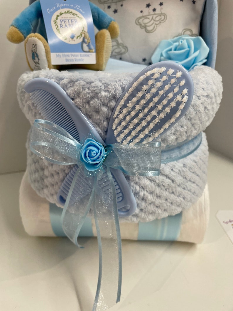 Baby Shower Gift for Boy, Nappy Cake Pram, Baby Hamper, Peter Rabbit ...
