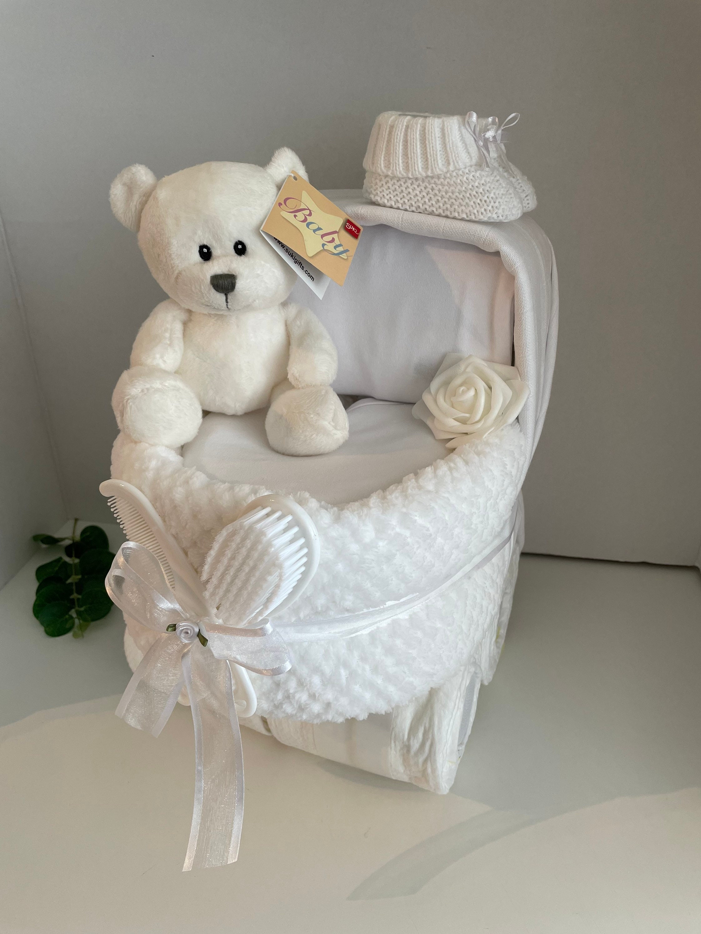 White Nappy Cake Pram Neutral Baby Shower Gift New Baby - Etsy UK