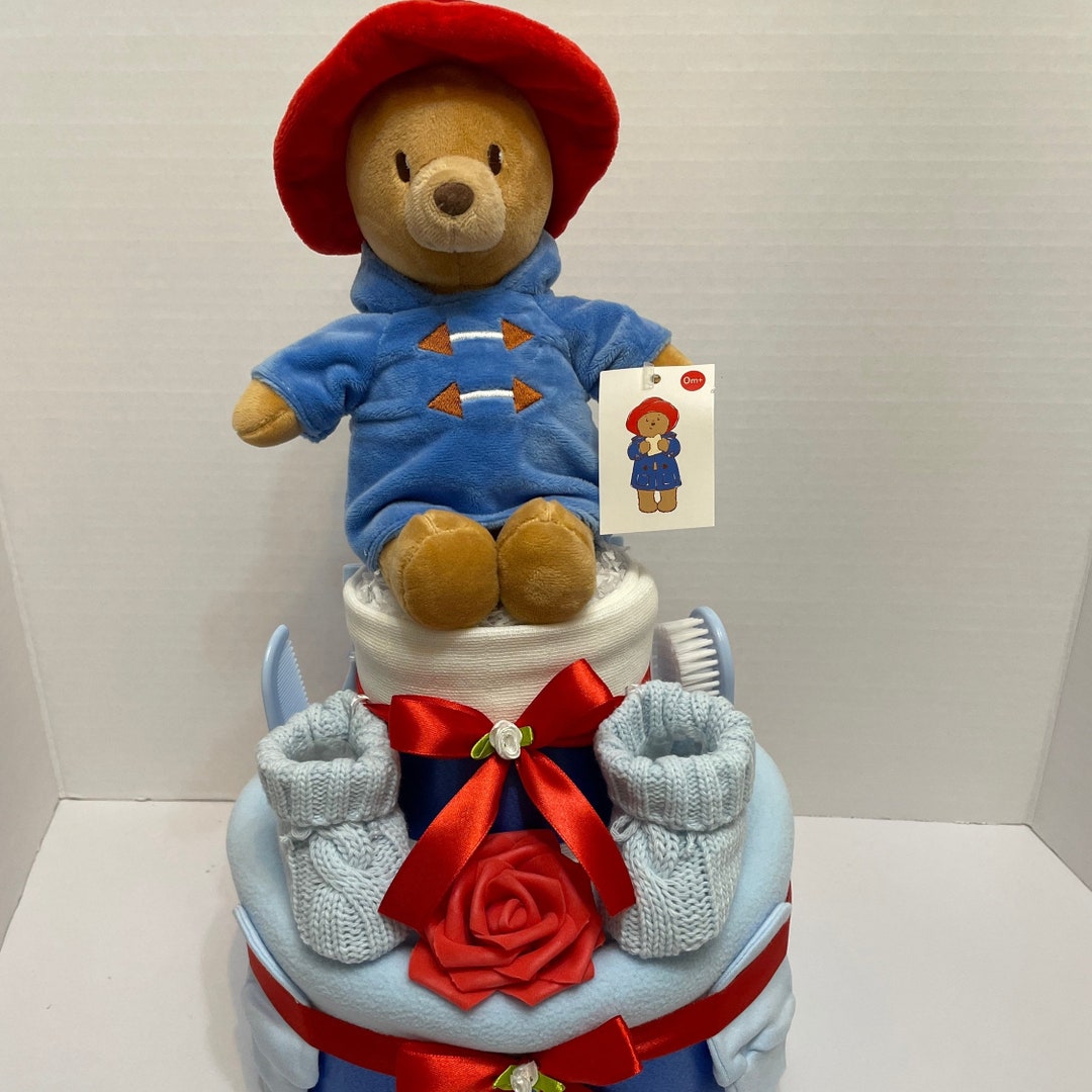 Paddington Nappy Cake, New Baby Boy Gift, Baby Shower for a Boy, Blue ...