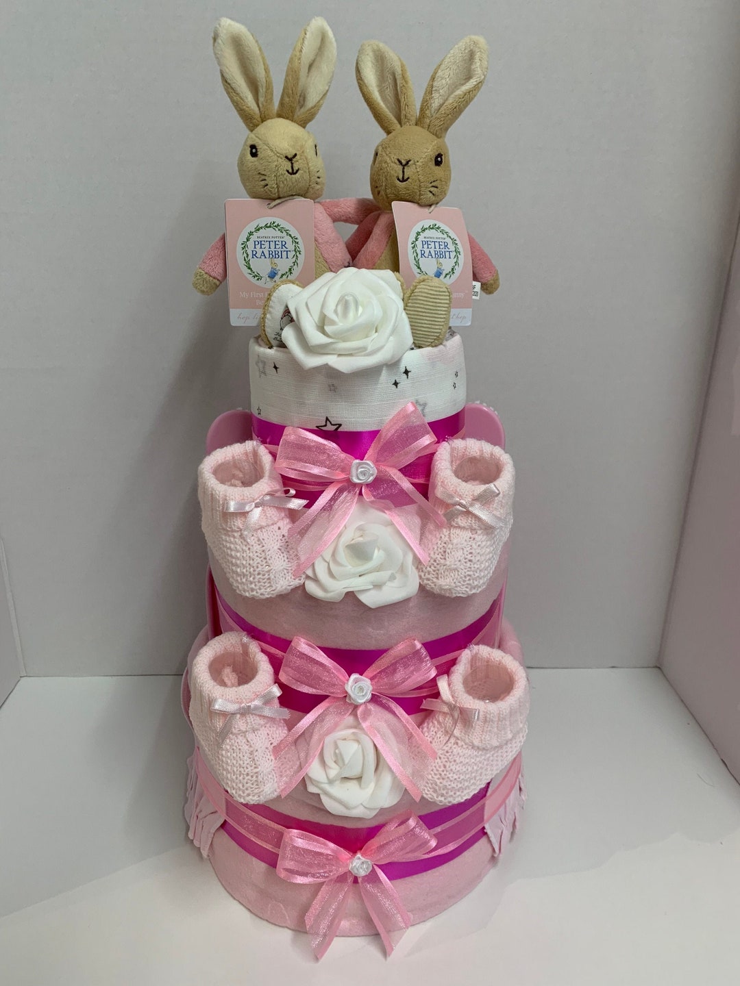 Nappy Cake for Twin Babies, Twins Gift Hamper, Baby Shower Gift, Gift ...