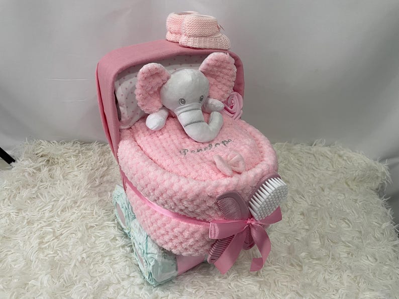 Personalised Nappy Cake Pram, Baby Girl Hamper, Pink Baby Shower - Etsy