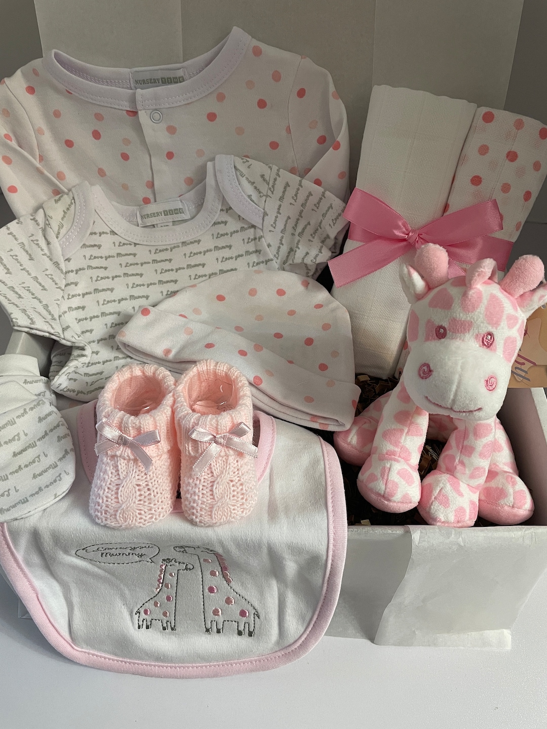 Baby Girl Gift Hamper, Baby Shower Gift, Baby Clothing Gift, Pink Baby ...