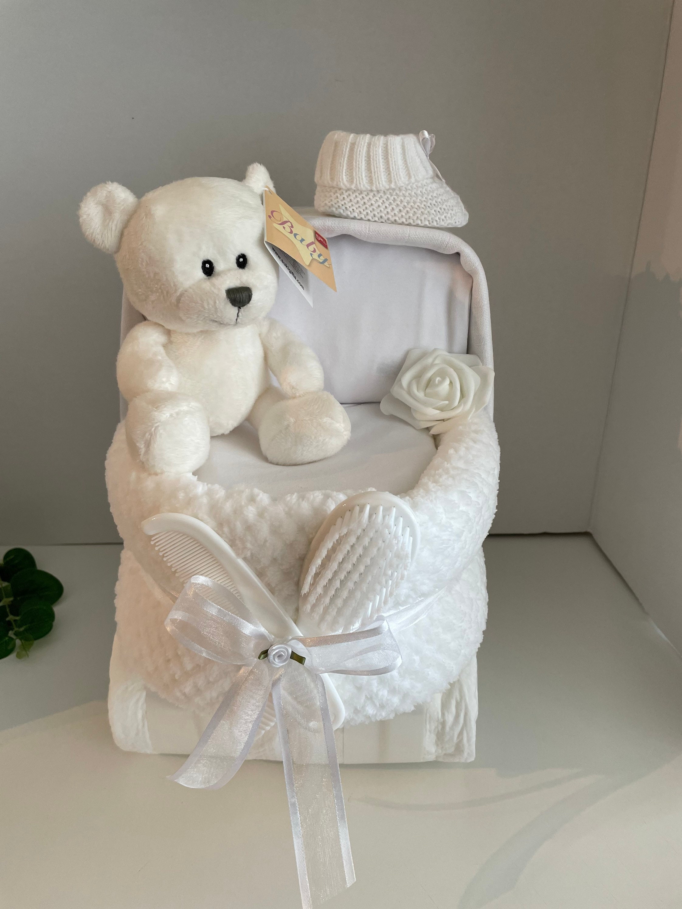 White Nappy Cake Pram Neutral Baby Shower Gift New Baby - Etsy UK