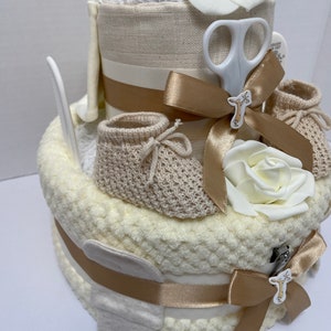 Neutral Nappy Cake Baby Shower Gift Unisex Nappy Cake Cream - Etsy
