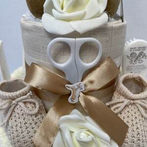 Neutral Nappy Cake Baby Shower Gift Unisex Nappy Cake Cream - Etsy