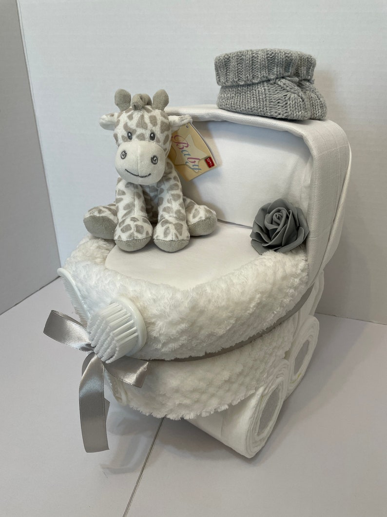 Nappy Cake Pram, Baby Shower Gift, New Baby Gift, Baby Nappy Hamper ...