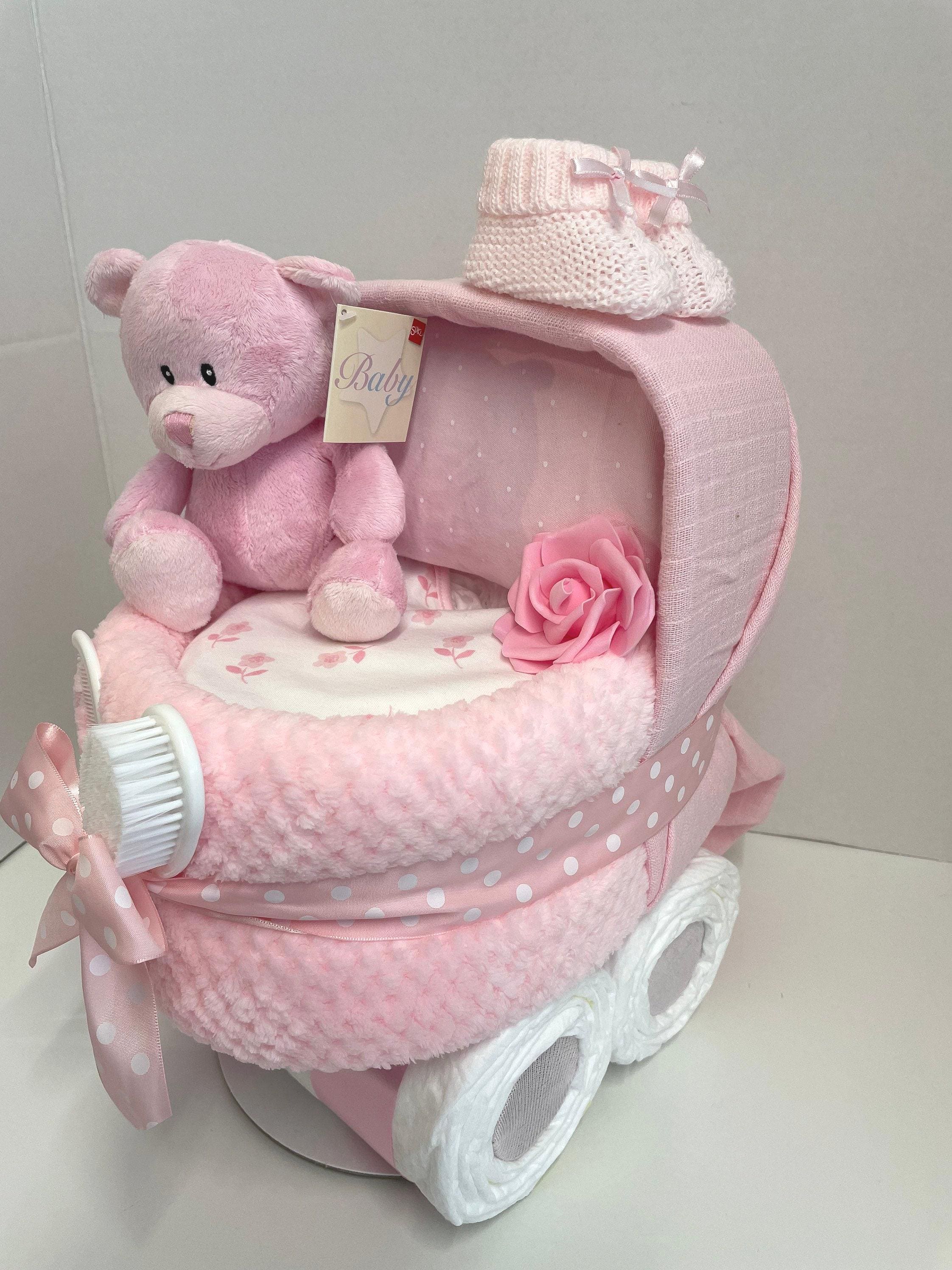 Nappy Cake Pram, Baby Girl Hamper, Pink Baby Shower, New Baby Gift ...