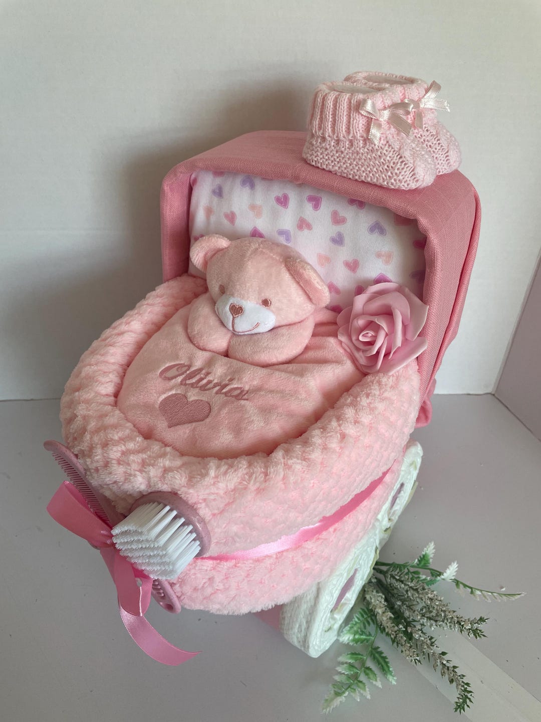 Personalized Pink Nappy Cake Pram: Baby Girl Hamper Gift - Etsy UK