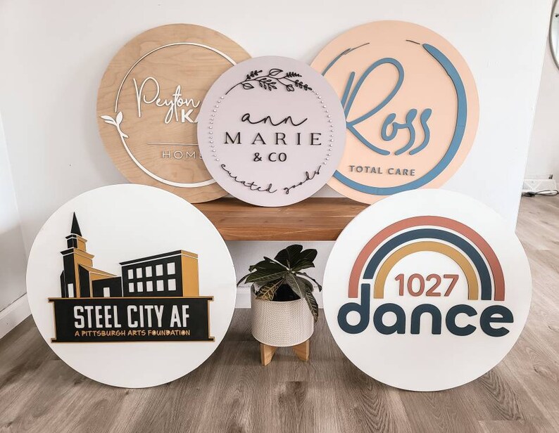 Custom 3D Color Logo Wood Round Sign Laser Cut Sign - Etsy