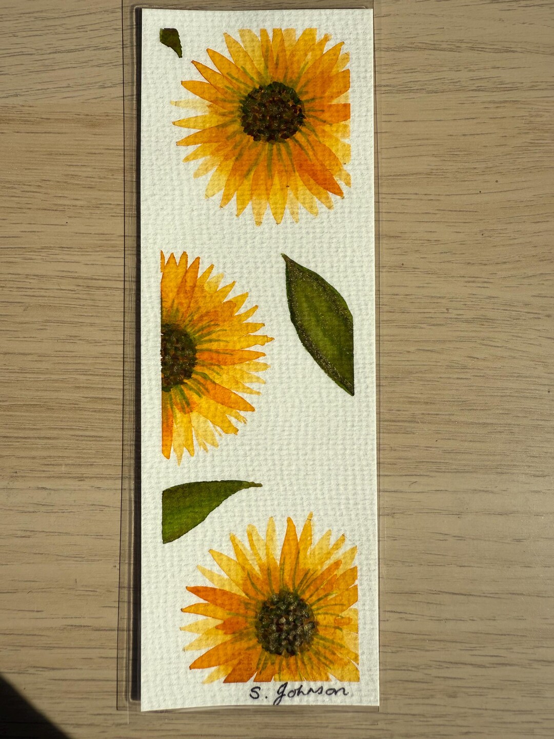Watercolour Bookmark Sunflowers Gift - Etsy