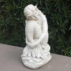 Large Elegant Mermaid - Handmade and Hand Painted Concrete Garden ...