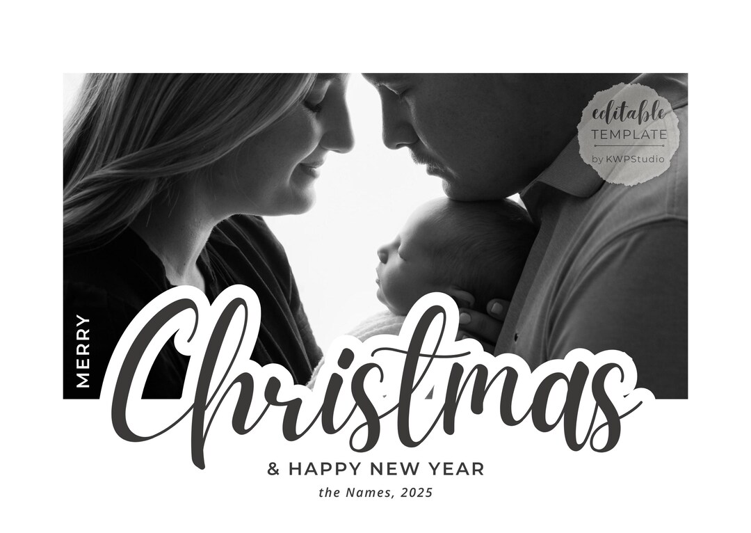 Editable Christmas Card Template Canva | DIY Holiday Greeting Card ...