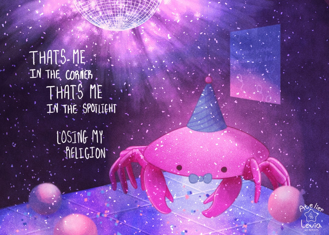 Sad Disco Crab Art Print - Etsy