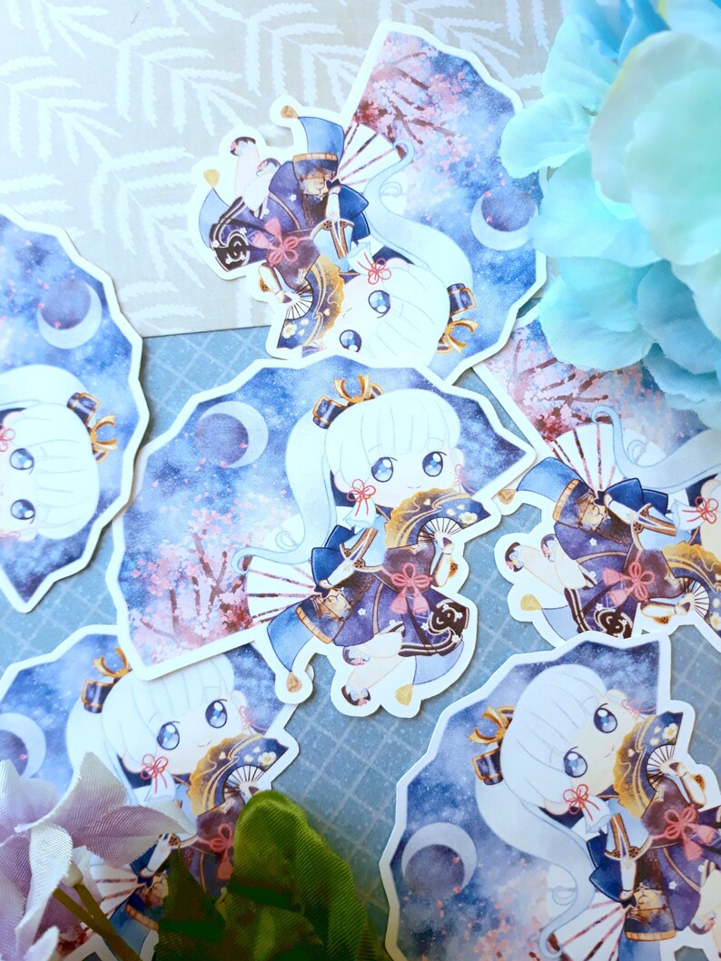 Genshin Impact Kamisato Ayaka Chibi Vinilo Sticker - Etsy España