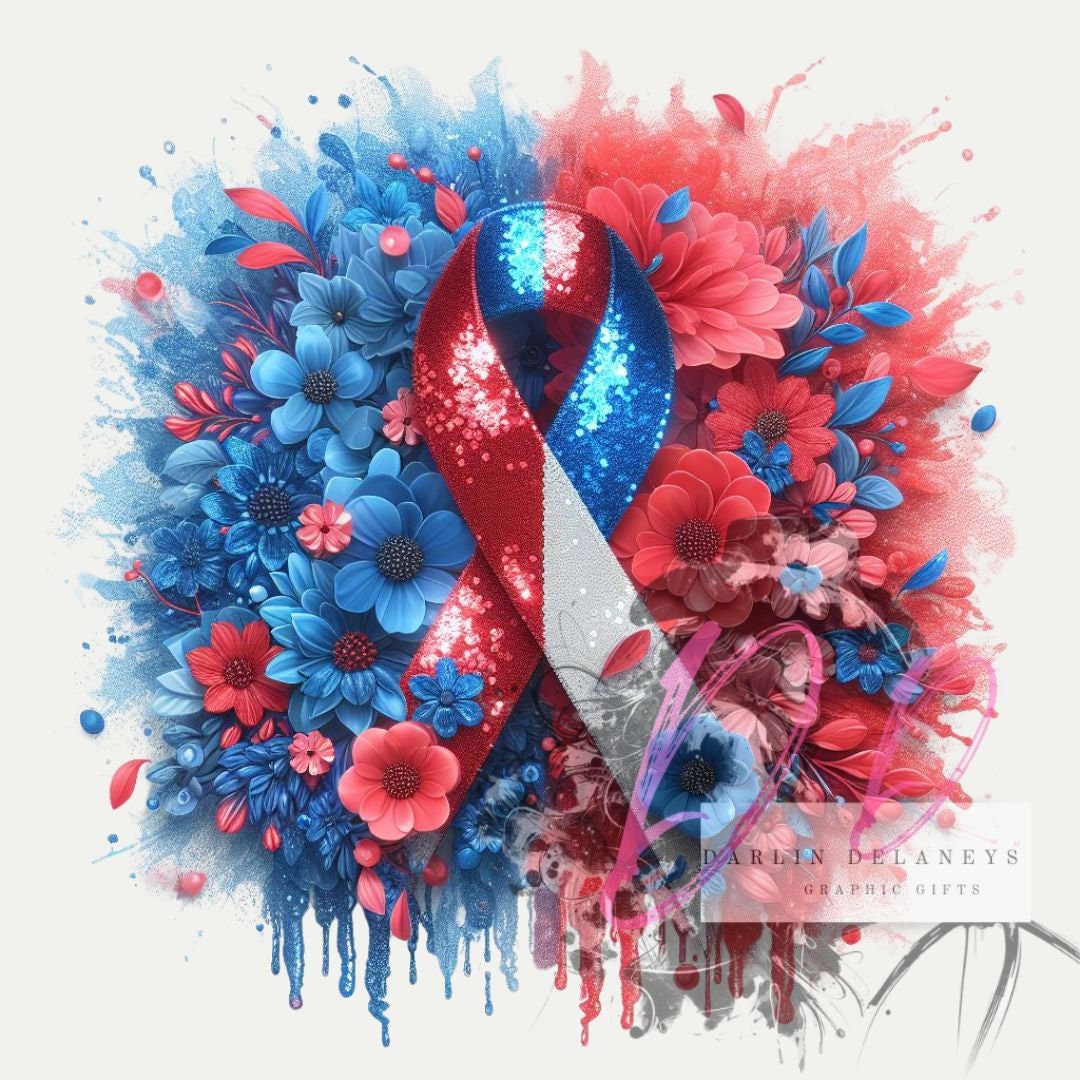 CHD Awareness Ribbon With Flowers, PNG, JPG, Congenital Heart Defect ...