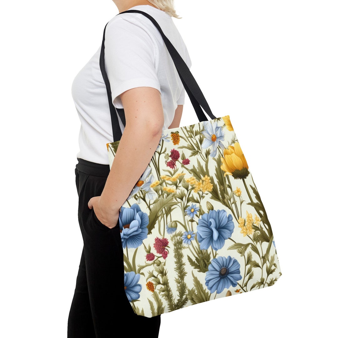 Cottage Core Wildflower Tote Bag, Wildflowers, Tote, Handbag, Floral ...