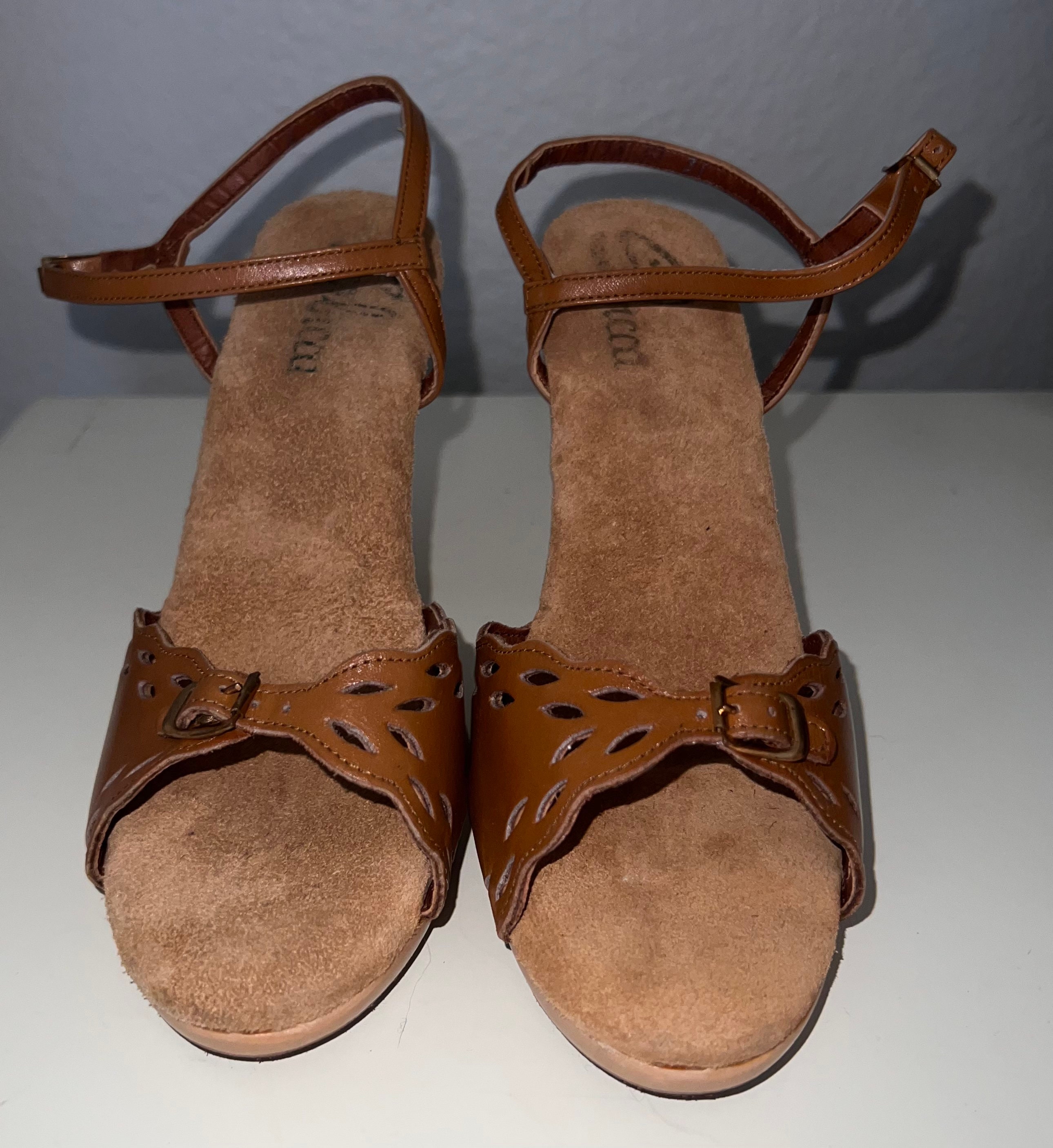 Vintage Sbicca Leather Wood Heels - Etsy