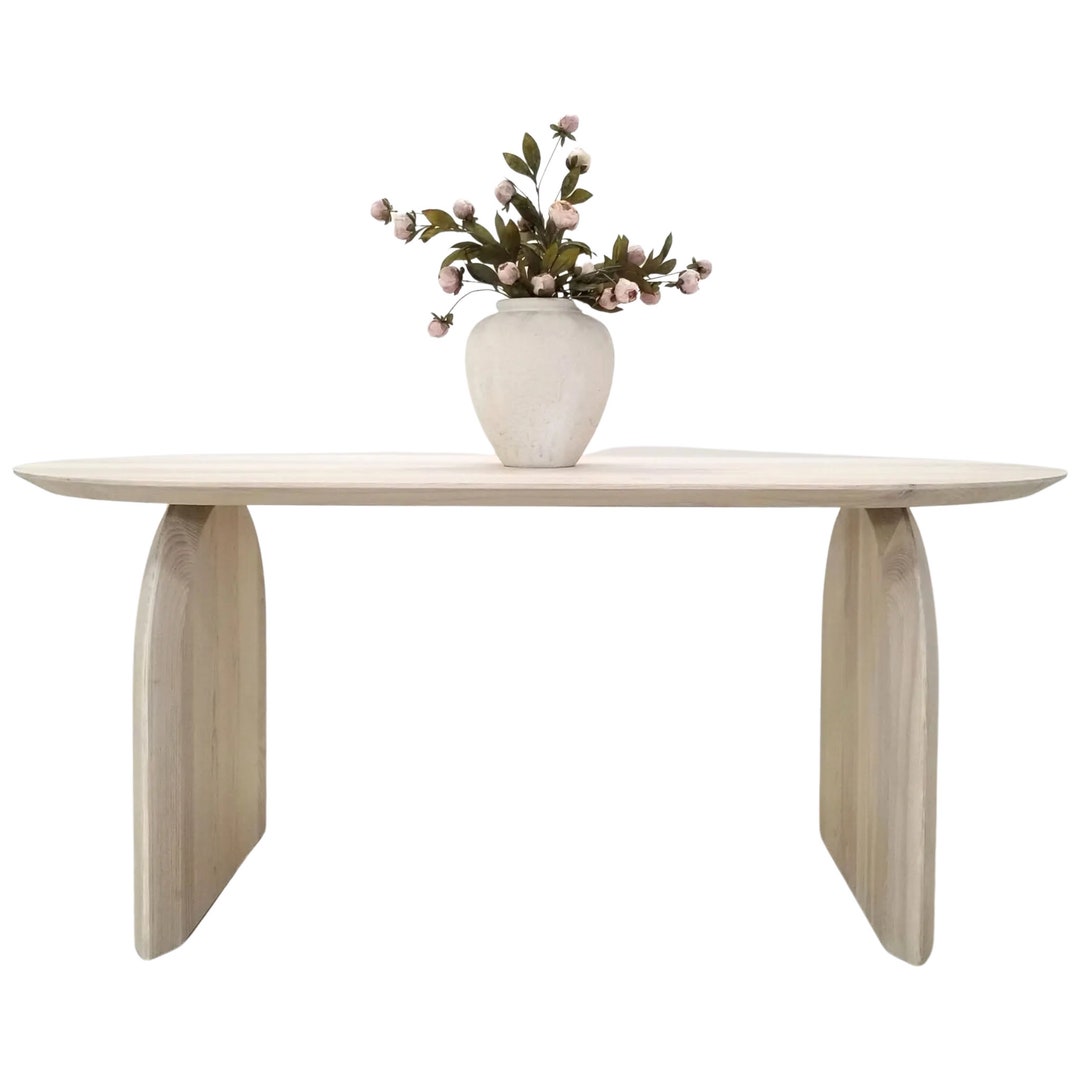 Custom Dining Table CURV in Sunwashed Ash Oval Top, Curved Legs ...