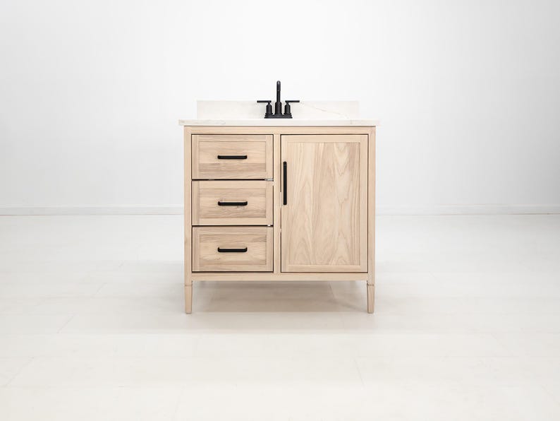 Custom Ash Bathroom Vanity – Dual Storage Design, Soft-close Drawers ...