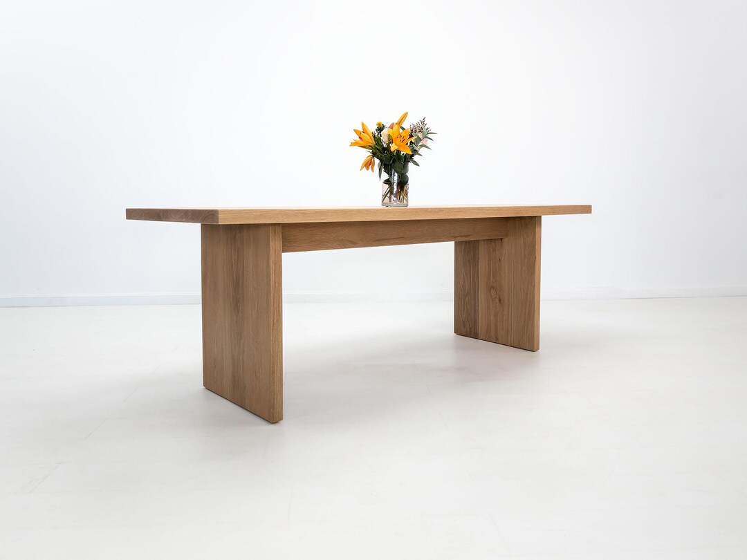 LILY Deluxe Dining Table – 2″ Thick Solid Hardwood, Custom Made Modern ...