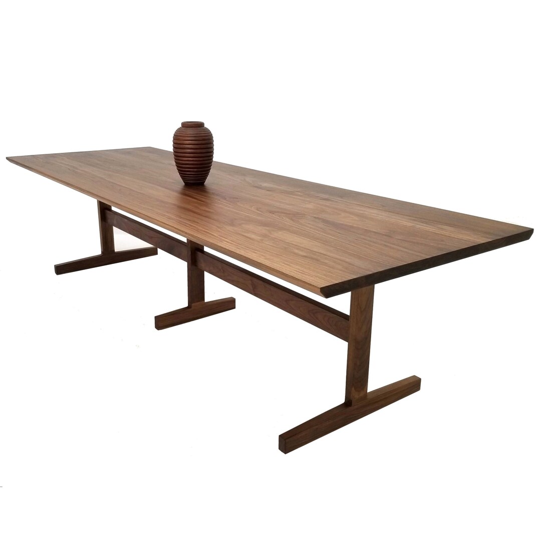 Custom Premium Walnut BRIT Table Trestle Design With Beveled Top Large ...