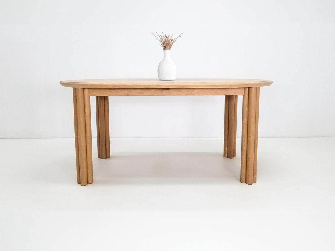Custom BEAU Oval Dining Table Solid Wood Table With Clustered Cylinder ...