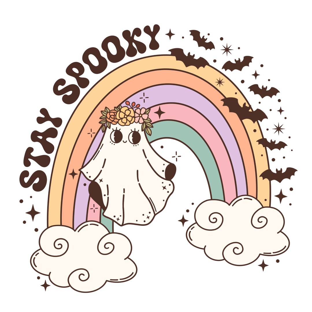 Stay Spooky Rainbow Ghost, Direct to Film, Transfers, Seasonal DTF ...