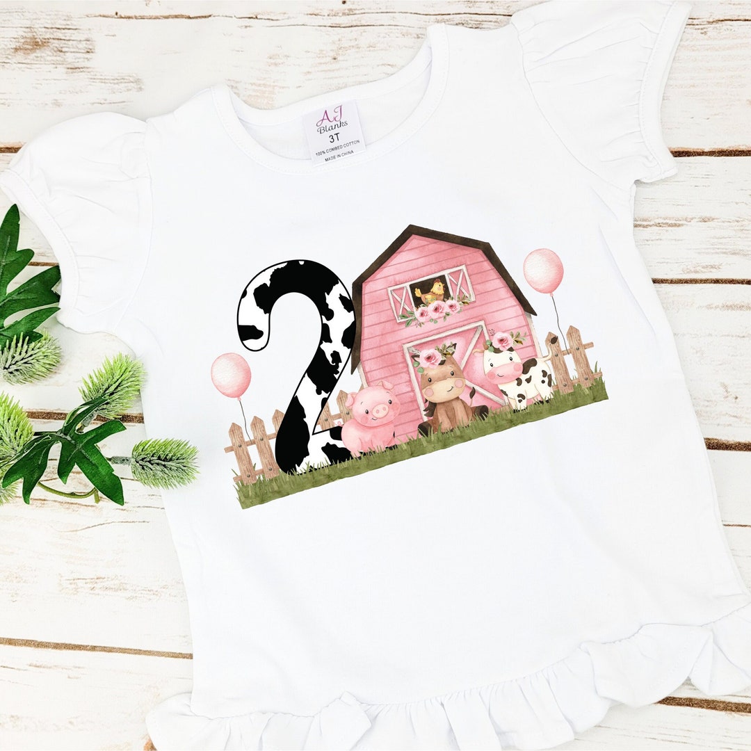 First Birthday Farm Shirt, Girls 2nd Barn Animals Birthday Shirt ...