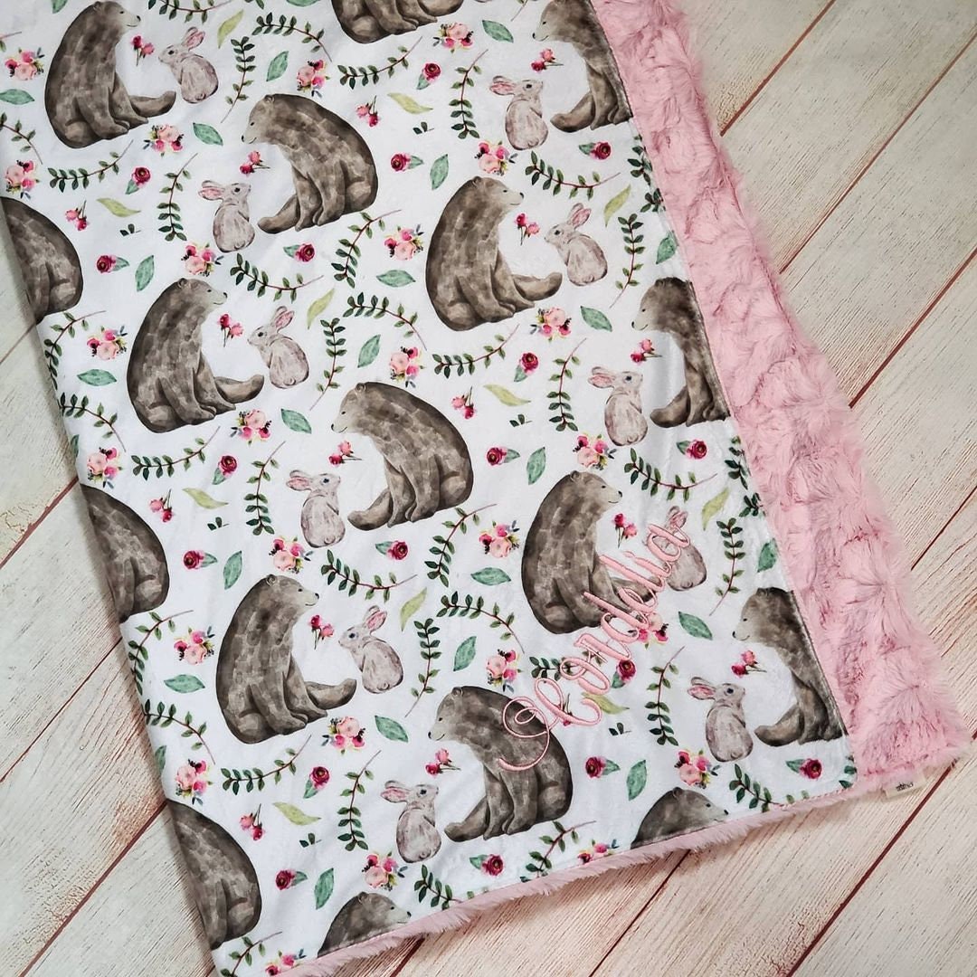 Bunny Baby Blanket Bear Baby Blanket Minky Baby Blanket - Etsy