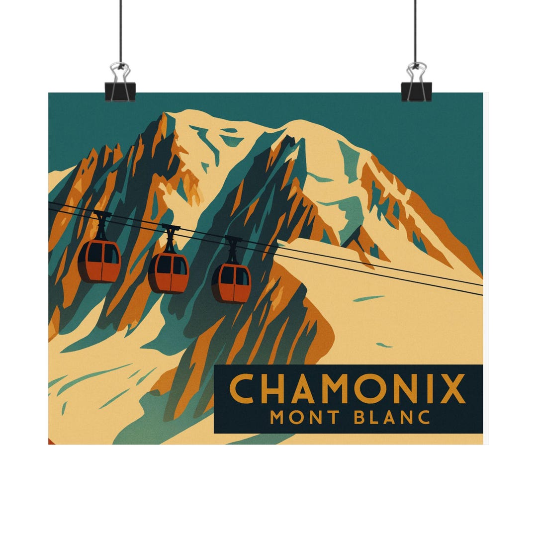 Chamonix Mont Blanc Poster, Scenic Wall Art, Vintage Travel Decor, Ski ...