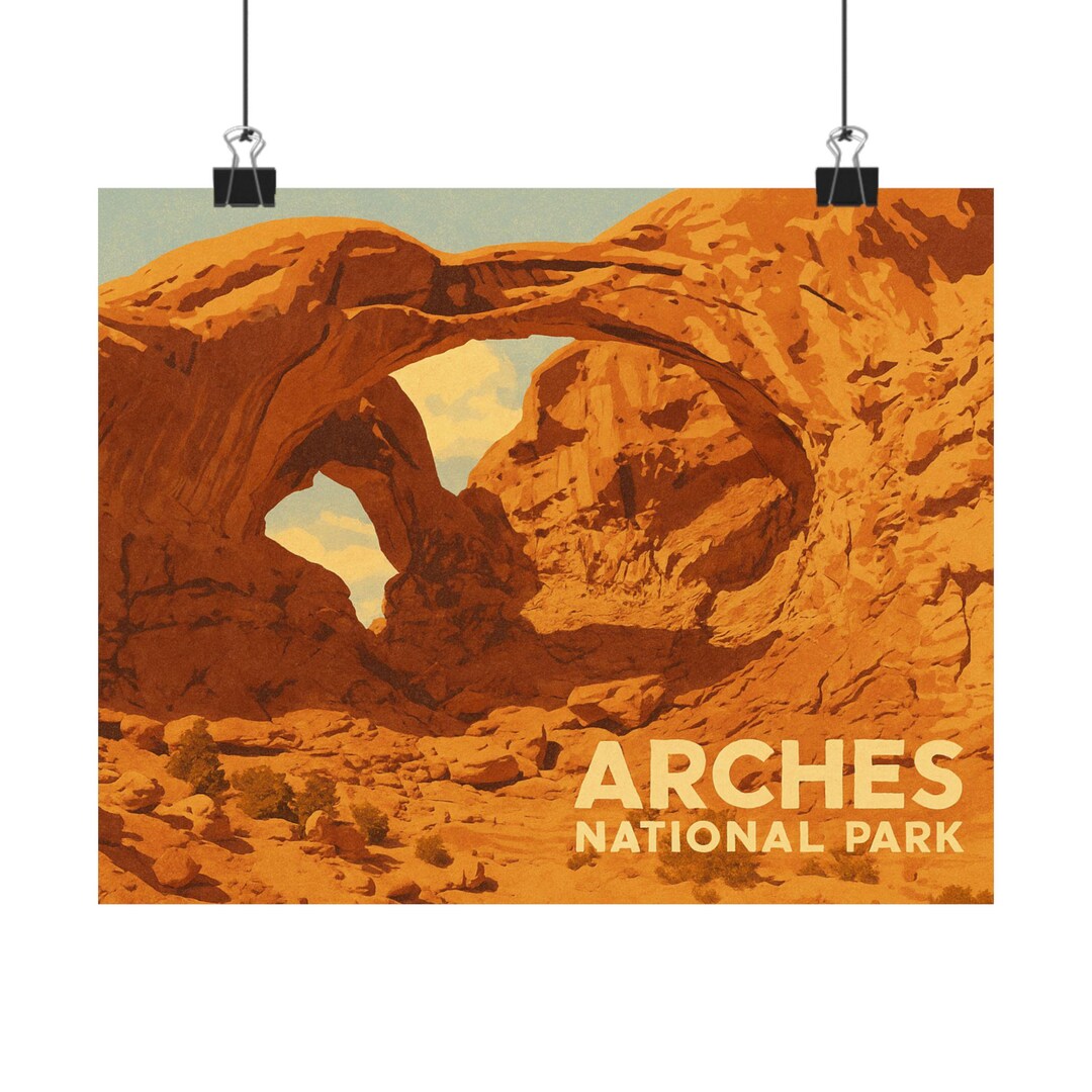 Arches National Park Utah Poster: Vintage Travel Print, Nature Wall Art ...