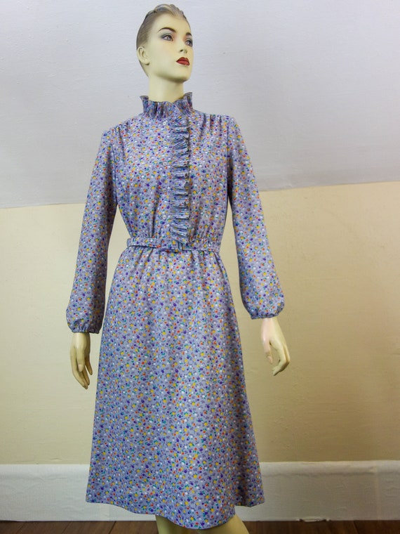 Vintage 70s ruffle collar secretary dress size small,… - Gem
