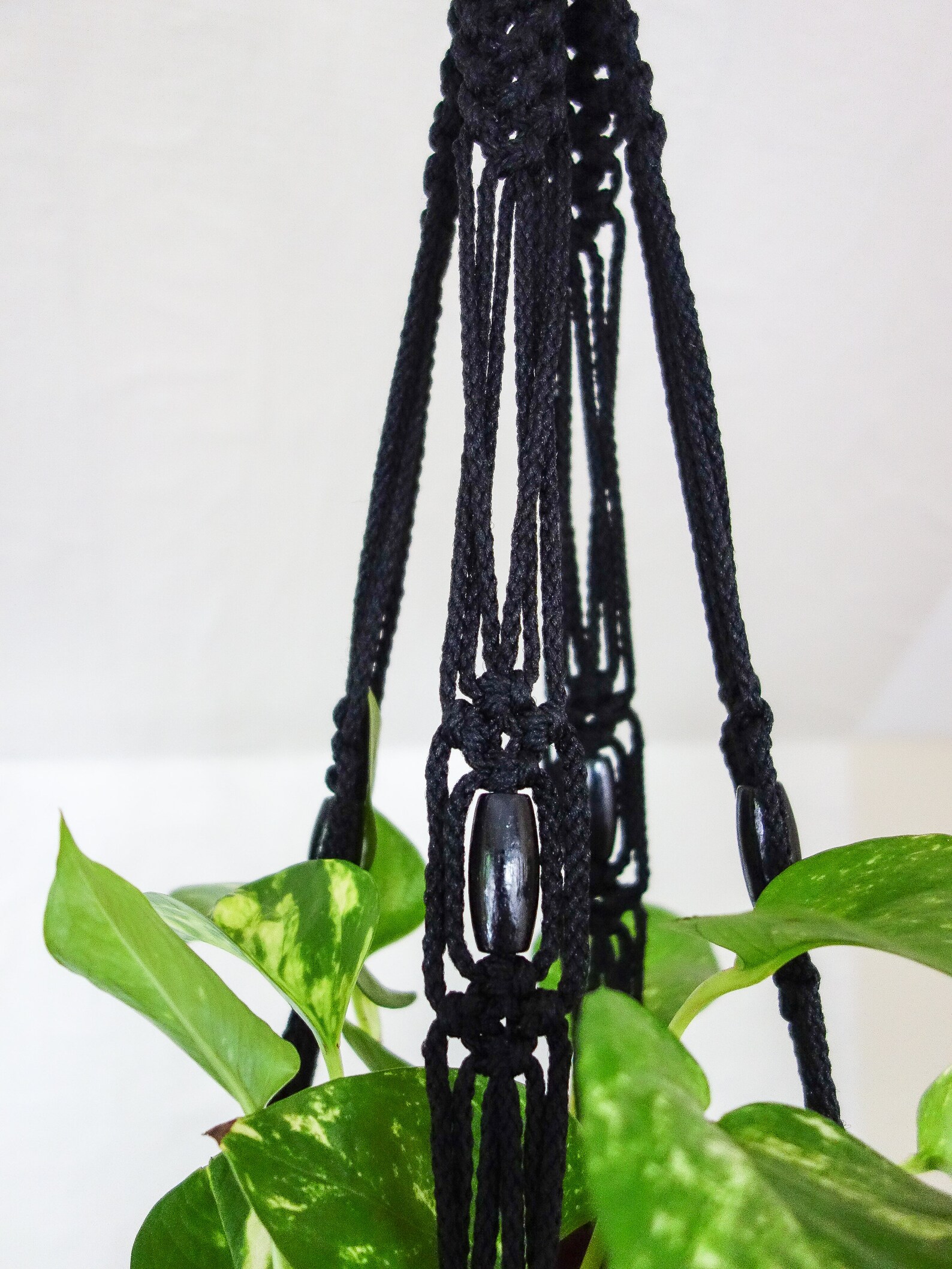 All Black Macrame Plant Hanger for Small or Medium Plant - Etsy