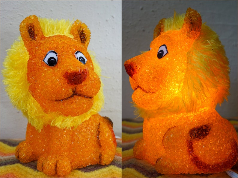 Vintage Lion Lamp 70s Melted Plastic Popcorn Art Gift for Leo - Etsy