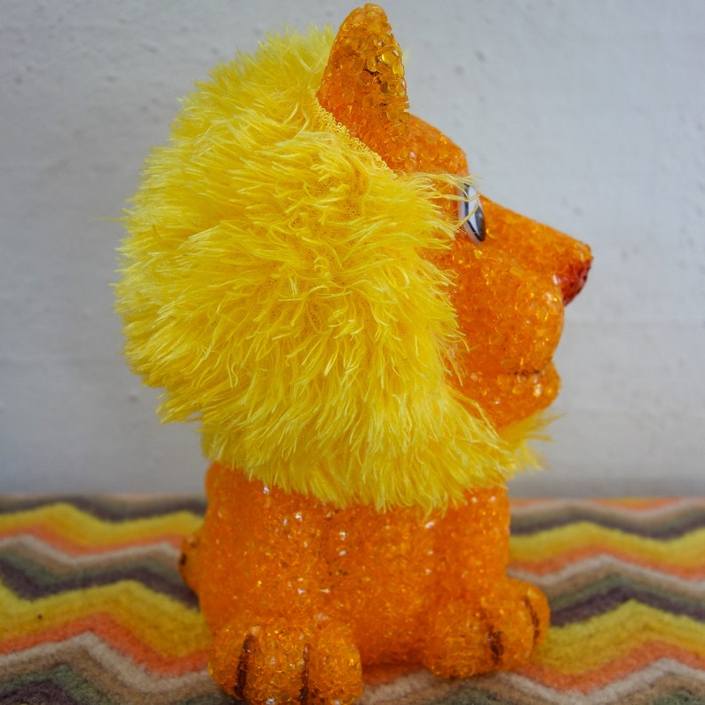 Vintage Lion Lamp 70s Melted Plastic Popcorn Art Gift for Leo - Etsy