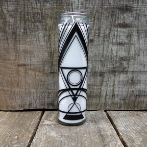 Geometric 7 Day Candle Witchy Home Decor Occult Symbols Tall Glass ...