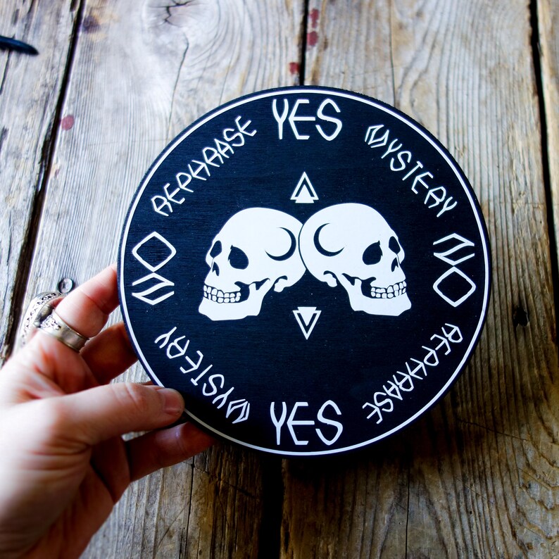 Skull Pendulum Board: Witchcraft Altar Divination Tool 6 1/2 Inch Wood ...