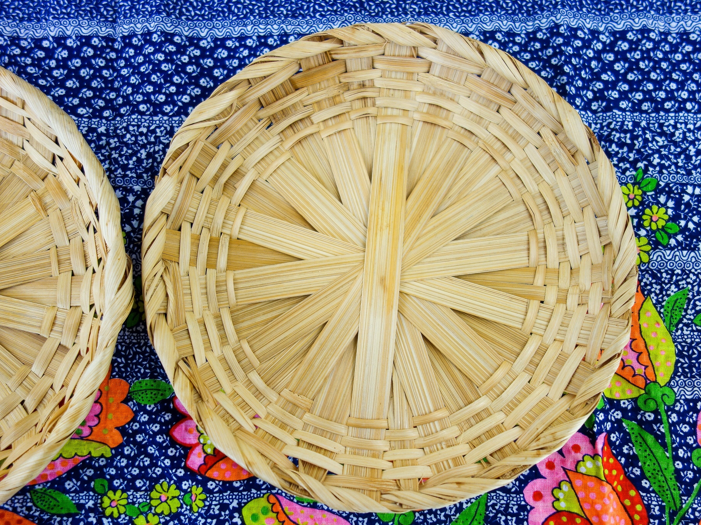 Vintage Woven Rattan Paper Plate Holders Single Wicker Tray - Etsy