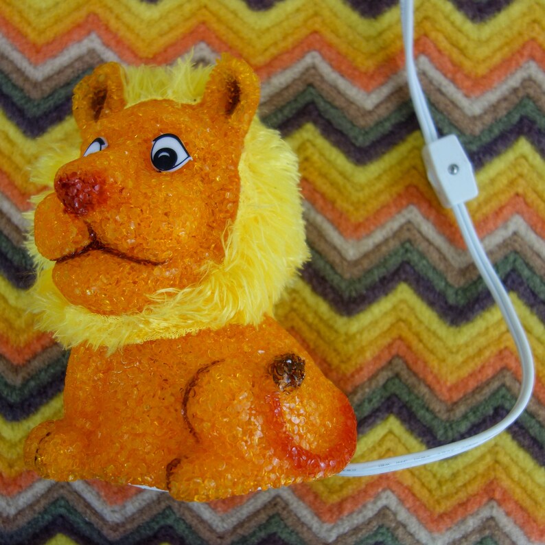 Vintage Lion Lamp 70s Melted Plastic Popcorn Art Gift for Leo - Etsy